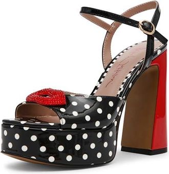 Betsey Johnson Allyson pour femme, Blanc &agrave; pois noirs, 39.5 EU