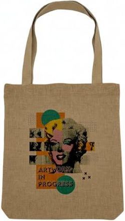 Fabulous Sac Shopping Tote Bag Aspect Lin - Artwork In progress Marilyn Pop Art 60s - Sac de Courses Toile Epaisse 360g Beige Naturel Cabas Port&eacute; Epaule Solide
