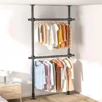 Generic Teleskop-Garderobensystem Teleskopstangen-Kleiderst&auml;nder mit 2/3/4 Stangen Teleskop-Garderobenschrank h&ouml;henverstellbar Kleiderstange Kleiderschrank f&uuml;