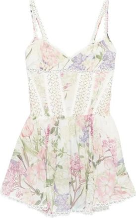 Charo Ruiz Ibiza Femme, Robes, Multicolore, Taille: 38 FR Floral Lace-Trim Short Dress