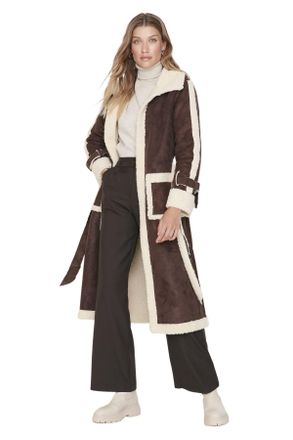 Trendyol Damen Trendyol Womens Relaxed Parkas Colorblock Woven Fabric Coat, Braun, 36 EU