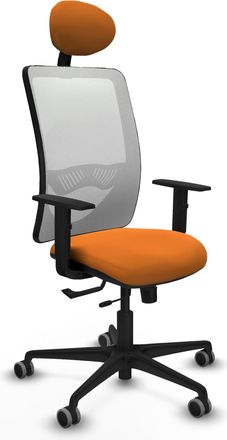 Piqueras y Crespo Stuhl aus blauem Netzstoff mit 1D-Armen, h&ouml;henverstellbarer Lendenwirbelst&uuml;tze und festem Kopfteil, ausgestattet mit Syncro/Traslack und Schneideschau