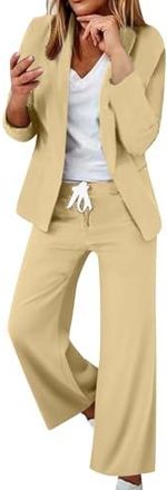 Generic Surv&ecirc;tement blazer pour femme - Manches longues - Cardigan - Veste blazer - Pantalon large - Tenue daffaires d&eacute;contract&eacute;e - Tenue de bureau - V&ecirc;tement