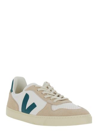 Veja Boys Sneakers Small V-10 White Leather Organic Traced Trainers