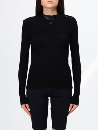 Courr&egrave;ges Pull c&ocirc;tel&eacute; &agrave; manches longues et coupe slim en jersey de viscose