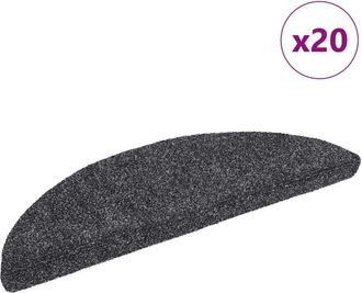 vidaXL Vidaxl - Tapis descalier autocollants 20 pi&egrave;ces 56 x 17 x 3 cm Gris fonc&eacute; Demi-rond