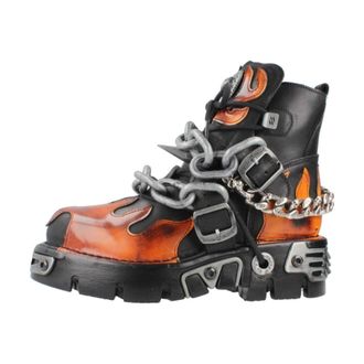 New Rock Flammen Metallic Stiefeletten - - Shoes - Damen - Schwarzk - 37 EU