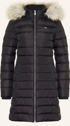 Tommy Jeans Daunenmantel Mit Abnehmbarem Kunstfell schwarz
