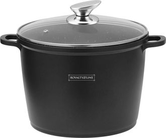 Royalty Line AD28M Kochtopf mit Glasdeckel, Antihaftbeschichteter, Induktionsgeeignet, 10.5 Liter, 28 cm, Schwarz
