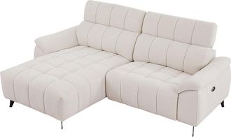 Vente-Unique Eckrelaxsofa elektrisch - Ecke Links - Strukturstoff - Beige - CELTIMO