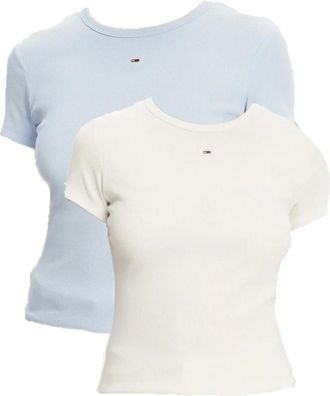 Tommy Jeans Femme, Tops, Multicolore, Taille: 38 FR Bipack tshirt MC coton stretch