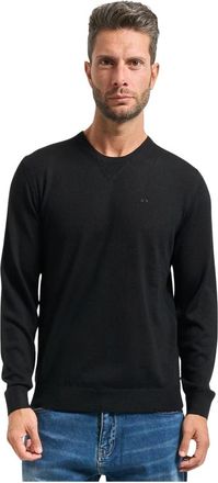 A|X Armani Exchange Homme, Pulls, Noir, Taille: L Pull en Laine Noir à Col Rond