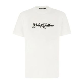 Dolce & Gabbana Logo Plate T-Shirt - - Tops - Herren - Wei&szlig; - 2XL