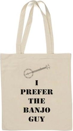 Generic Sac fourre-tout en coton naturel avec inscription « I prefer the banjo guy » Blanc