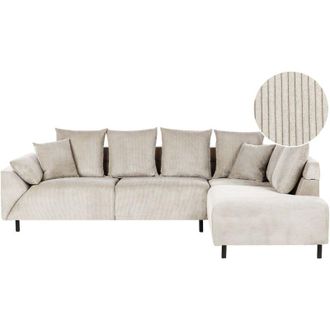 Beliani Ecksofa 4-Sitzer LUNNER Cord Beige linksseitig