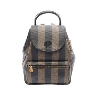 Fendi Pre-owned Sac &agrave; dos en toile enduite et cuir Pequin - Femme - Pre-owned - Brun - Taille: ONE Size