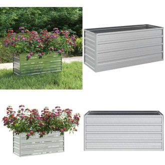 vidaXL Lit sur&eacute;lev&eacute; de jardin 100x40x45 cm Acier galvanis&eacute; Argent&eacute; - Jardiniere Metal - Pot De Fleurs Exterieur - Lit Sur&eacute;lev&eacute; Jardin - Bac Plante - Culture