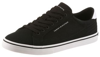 Tommy Hilfiger Sneaker TOMMY HILFIGER VULC CORE LONG LACE, Herren, Gr. 41, schwarz, Baumwolle, unifarben mit Farbeinsatz, Schuhe Sneaker, Freizeitschuh, Halbschuh, S