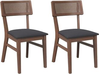 vidaXL Vidaxl - Chaises &agrave; manger coussins 2 pcs marron bois massif caoutchouc