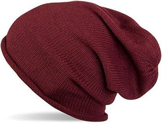 styleBREAKER Chaud Bonnet Bien tricot&eacute; dans des Couleurs Unies, Bonnet tricot&eacute; &agrave; Bord roul&eacute;, Toque, Unisexe 04024063, Couleur:Bordeaux-Rouge