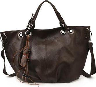 Generic KOBONA City Bag pour femmes Sac cabas Y2K en PU avec pendentif Sacs hobo uni Grand Sacs de ville automne avec bandouli&egrave;re ajustable Id&eacute;al pour le trav