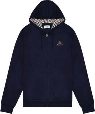 Aquascutum Homme, Sweatshirts et sweats &agrave; capuche, Bleu, Taille: 3XL SweaT-shirt &agrave; Capuche avec Doublure Club Check