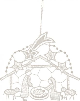 Rudolphs Schatzkiste Baumbehang Joseph und Maria Plauener Spitze BxHxT 7x7x0,1cm NEU Christbaumschmuck Weihnachtsbaum Anh&auml;nger