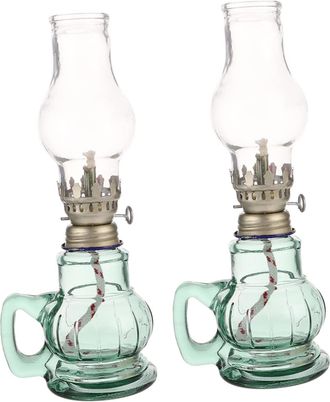 PartyKindom 2stücke Vintage Glas Kerosinlampen Mit Windschutz Verstellbarem Docht Dekorative Öllampen Für Tisch Und Heim Robuste Retro Petroleumlampen Für Innenrä