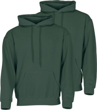 Fruit Of The Loom Doppelpack Classic Kapuzen-Sweat Herren Hoodie 2er Pack + GRATIS MyShirt Stoffbeutel, Farbe:flaschengr&uuml;n, Gr&ouml;&szlig;e:3XL