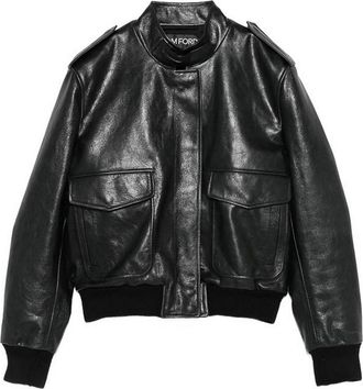 Tom Ford Manteau En Cuir - Noir