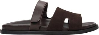 Estro & Luminara Femme, Chaussures, Brun, Taille: 39 EU Sandales Slides en Velours et Cuir