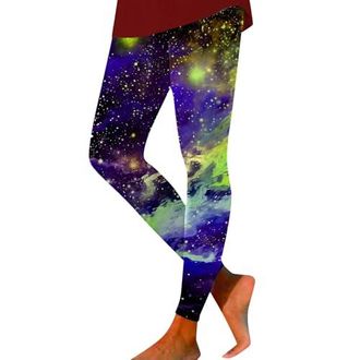 Generic Legging thermique pour femme - Imprim&eacute; galaxie 3D - Legging de fitness extensible - Pantalon de fitness classique - Taille haute - Pantalon de yoga co