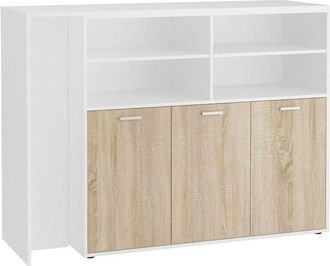 Calicosy Calicosy - Table de bar modulable 124,1x150x113,2 cm blanc et naturel