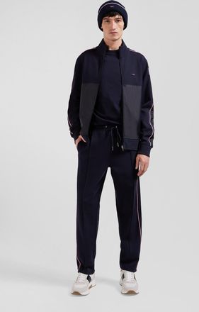 Eden Park Sweatshirt Zipp&eacute; En Coton M&eacute;lang&eacute; Bleu Marine Coupe Regular