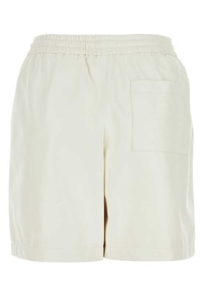 Loewe Womens White Leather Shorts