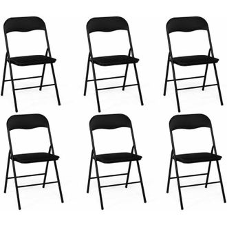 IDMarket Idmarket - 6er-Set Klappst&uuml;hle kity schwarz aus pu