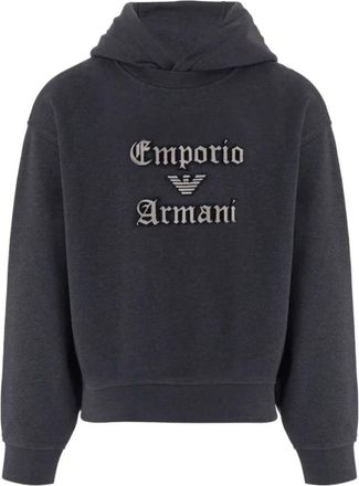 Emporio Armani Anthrazitfarbener Kapuzenpullover mit Logo - - Sweatshirts & Hoodies - Herren - Schwarzk - XL