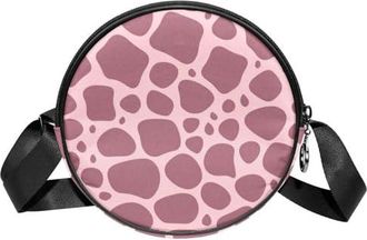 Generic Circle Sac &agrave; bandouli&egrave;re pour femme, petit sac &agrave; bandouli&egrave;re color&eacute; l&eacute;opard avec fermeture &eacute;clair, bretelles r&eacute;glables, sac &agrave; main rond d&eacute;contract&eacute; po