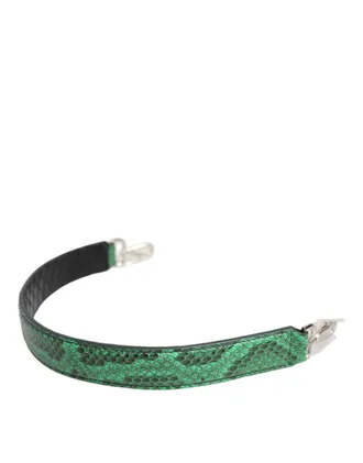 Dolce & Gabbana Womens Black Green Exotic Leather Bag Shoulder Strap And Python
