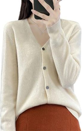 Generic Pull en laine m&eacute;rinos pour femme 100 % tricot col en V Version cor&eacute;enne polyvalente Hiver Cachemire, Wq015 Mi, Taille L