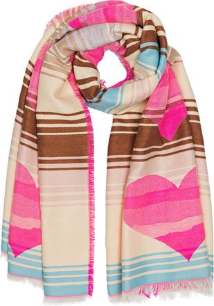CASPAR Fashion SC539 weicher Damen Schal mit Herz Muster, Farbe:beige pink rost