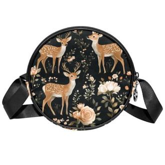 Generic Sac &agrave; bandouli&egrave;re rond pour femme, petit sac &agrave; bandouli&egrave;re avec fermeture &eacute;clair et bretelles r&eacute;glables style d&eacute;contract&eacute; pour femmes et filles