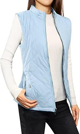 ORANDESIGNE Doudoune sans Manche Gilet Ultra Légère Veste Manteau Parka Blouson Zippée Hiver pour Femme Gilet Duvet Femme Chaud Doudoune sans Manche Col Montant A