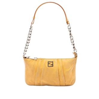 Fendi Sac bandouli&egrave;re en nubuck pliss&eacute; doccasion - Femme - Pre-owned - Jaune - Taille: ONE Size