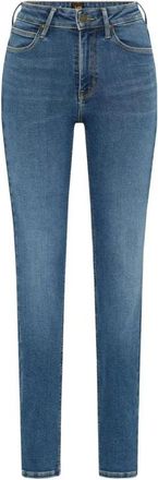 Lee Femme, Jeans, Bleu, Taille: W28 L33 Bottes à Plateforme en Peau de Mouton & Jeans Skinny Fit