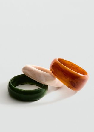 Mango Lot 3 maxi bracelets volume combin&eacute;s marron - Femme - Taille unique - MANGO