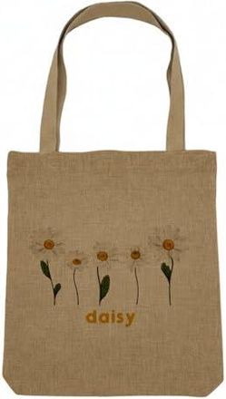 Fabulous Sac Shopping Tote Bag Aspect Lin - Daisy White Flowers Minimalist Chic Love - Sac de Courses Toile Epaisse 360g Beige Naturel Cabas Port&eacute; Epaule Solid