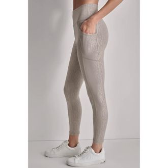 DKNY Dkny, Femme, Pantalons, Gris, Taille: 36 FR Legging court &agrave; motif logo avec poches