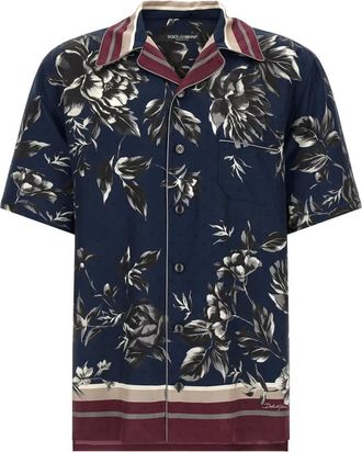 Dolce & Gabbana Homme, Chemises, Multicolore, Taille: 5XL Chemise en twill Hawaii &agrave; imprim&eacute; pivoines