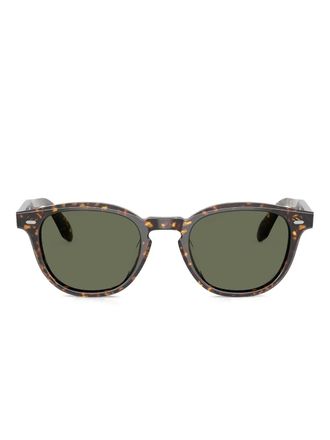 Oliver Peoples lunettes de soleil &agrave; effet &eacute;caille de tortue - Marron